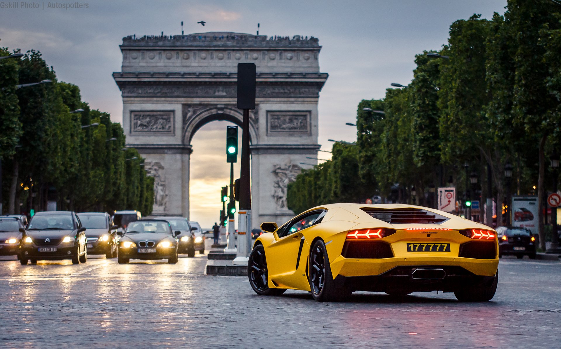 HD wallpaper lamborghini aventador paris cars yellow night