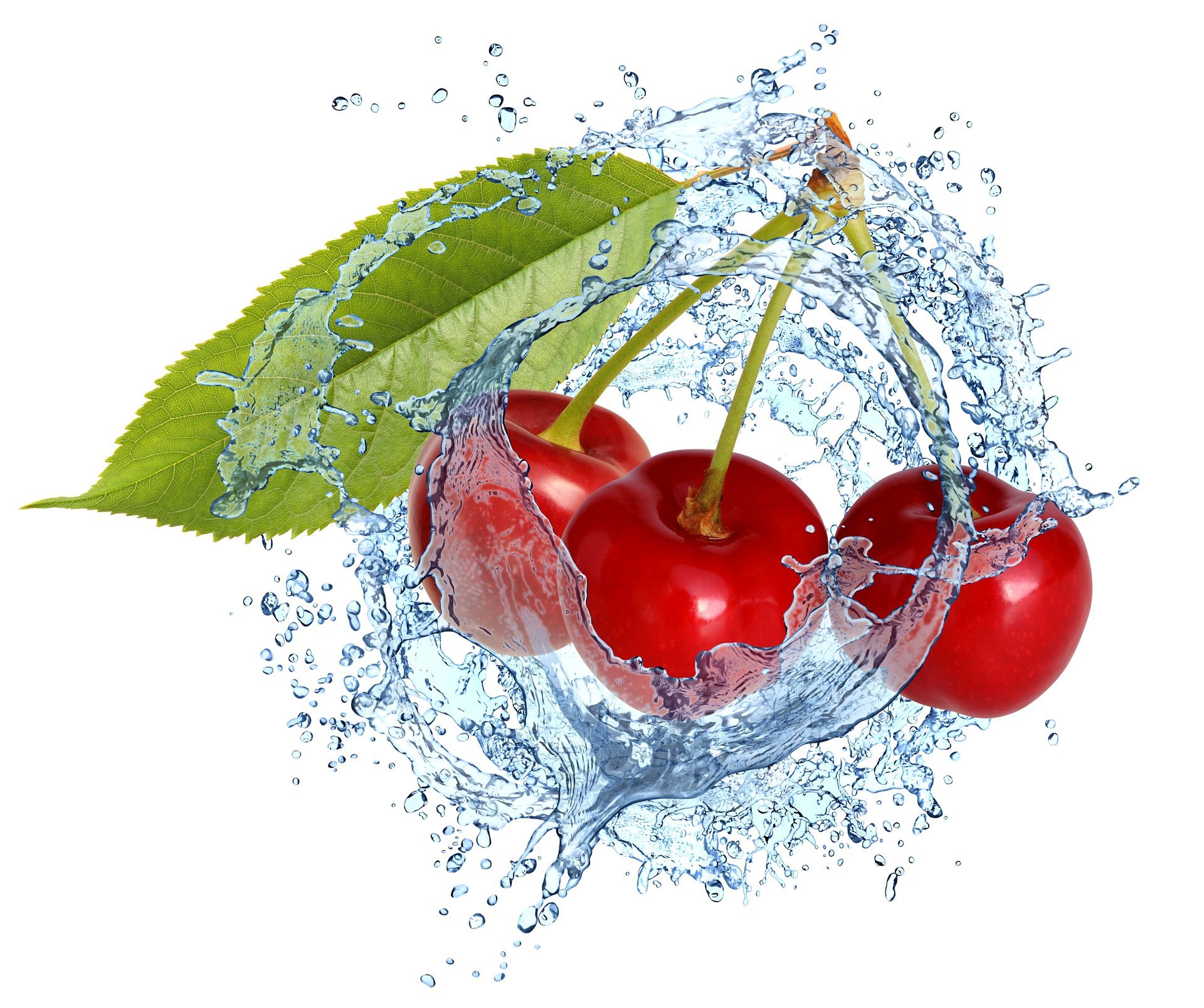 HD wallpaper cherry splash water drops fresh berries spray