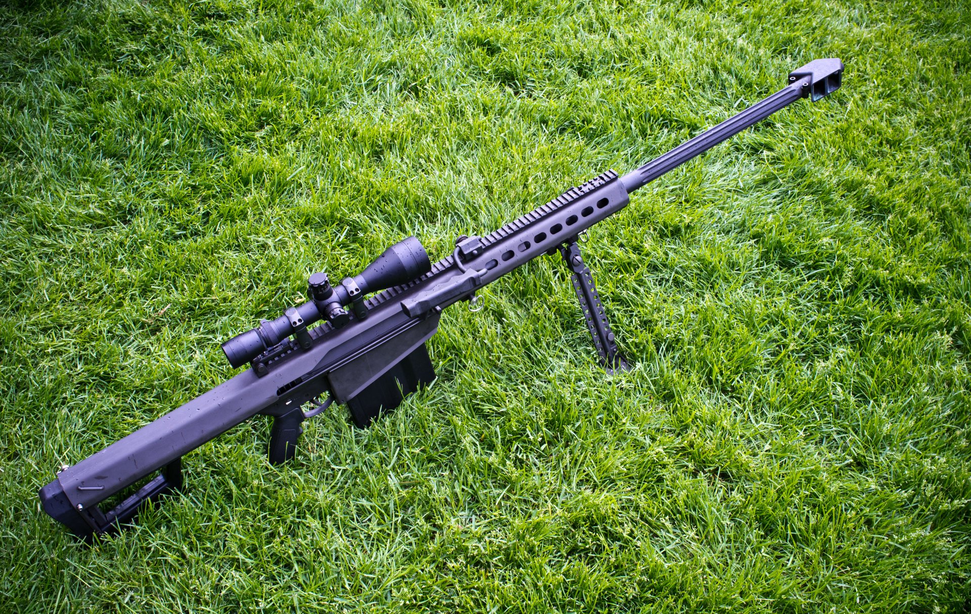 HD wallpaper barrett m82 self-loading large-caliber sniper rifle grass