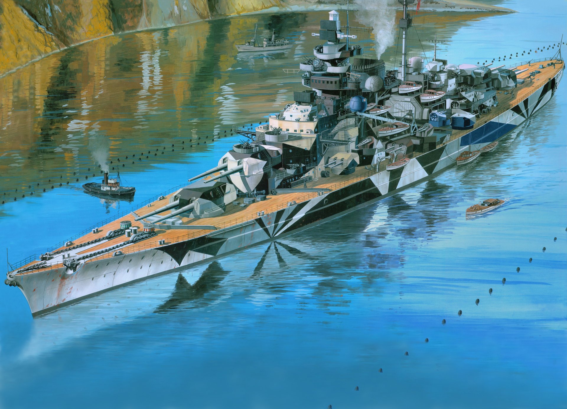 HD wallpaper tirpitz art picture battleship ship
