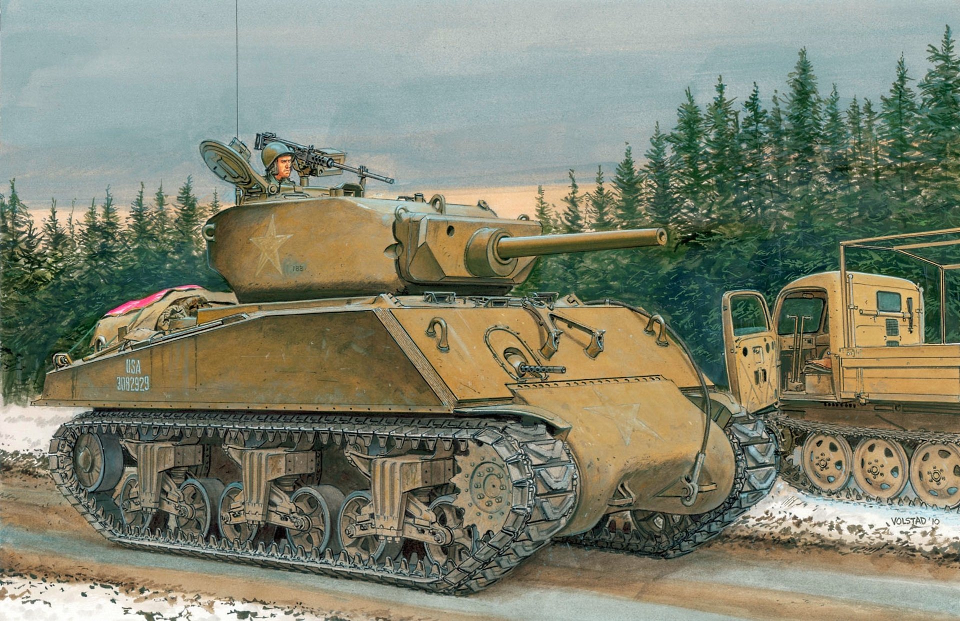 HD wallpaper picture ron volstad medium tank m4a3e2 sherman jumbo ...